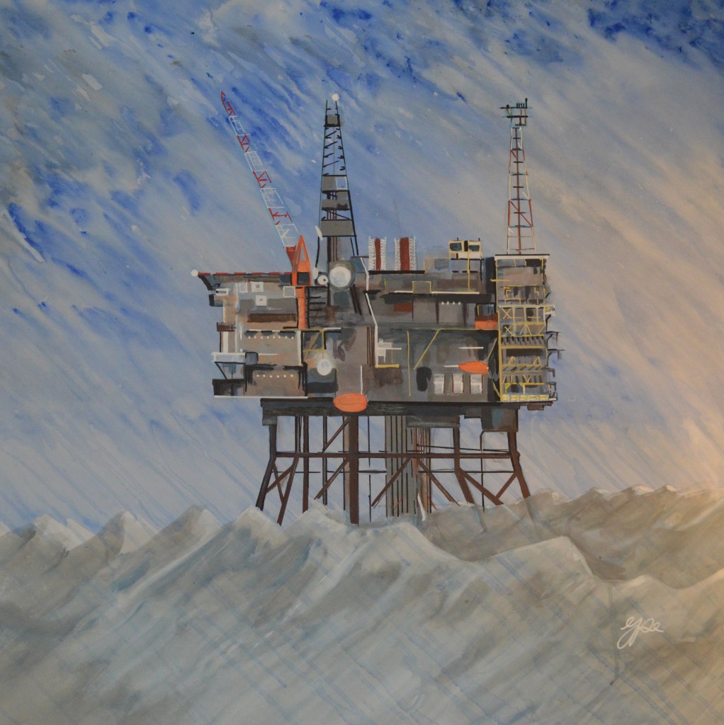 Forties Alpha Oil Platform in a Forties Gale